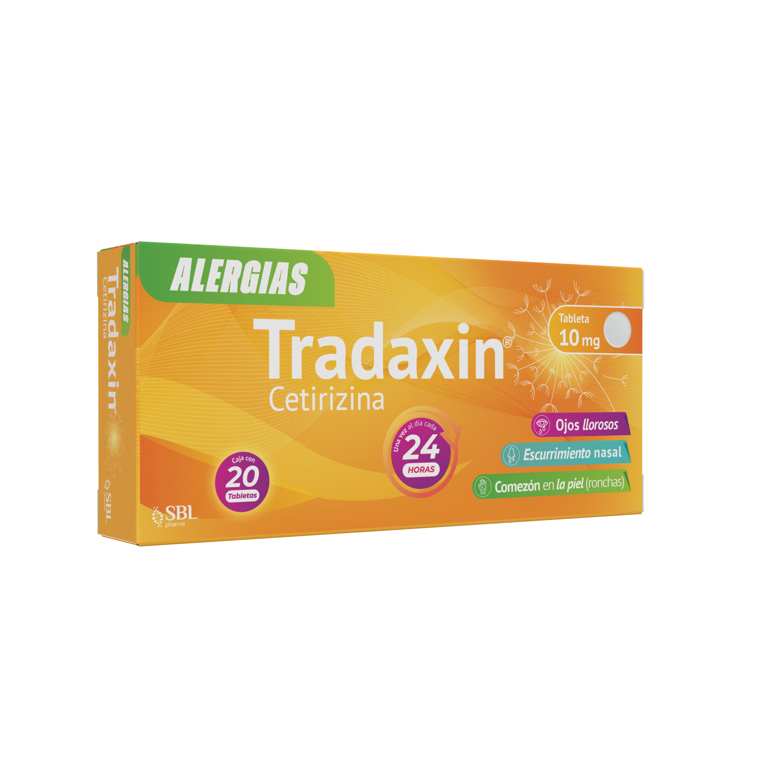 Cetirizina - Tradaxin® - 10mg con 20 tabletas - SBL Pharma